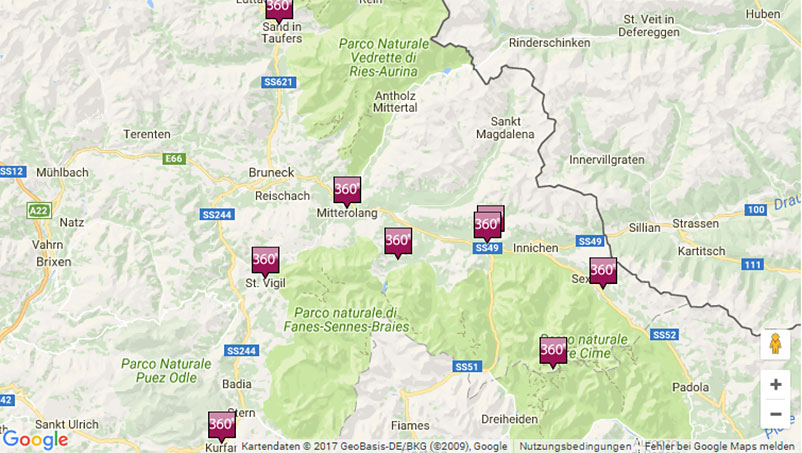 Panorami a 360 gradi della Val Pusteria – panoramiche a 360°
